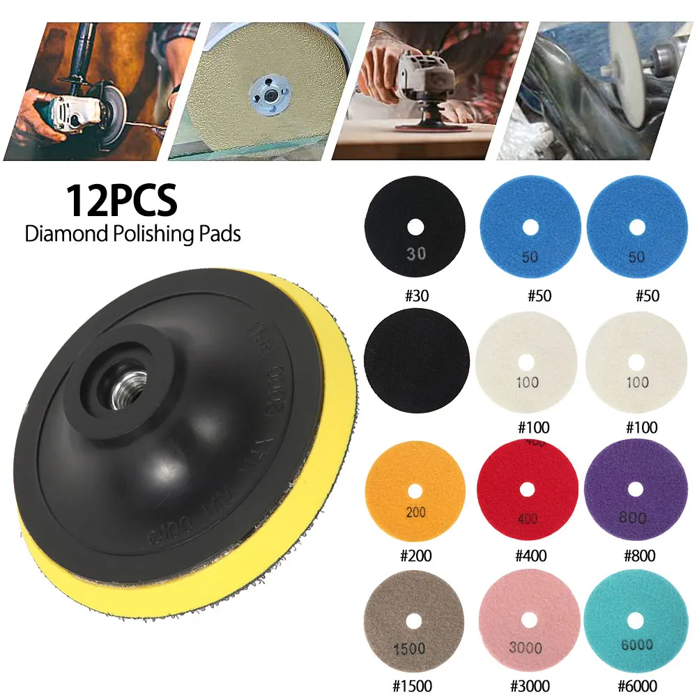 Polishing-Pad-4-inch-Diamond-Dry-Wet-Sanding-Grinding-Disc-30-6000-Grit ...