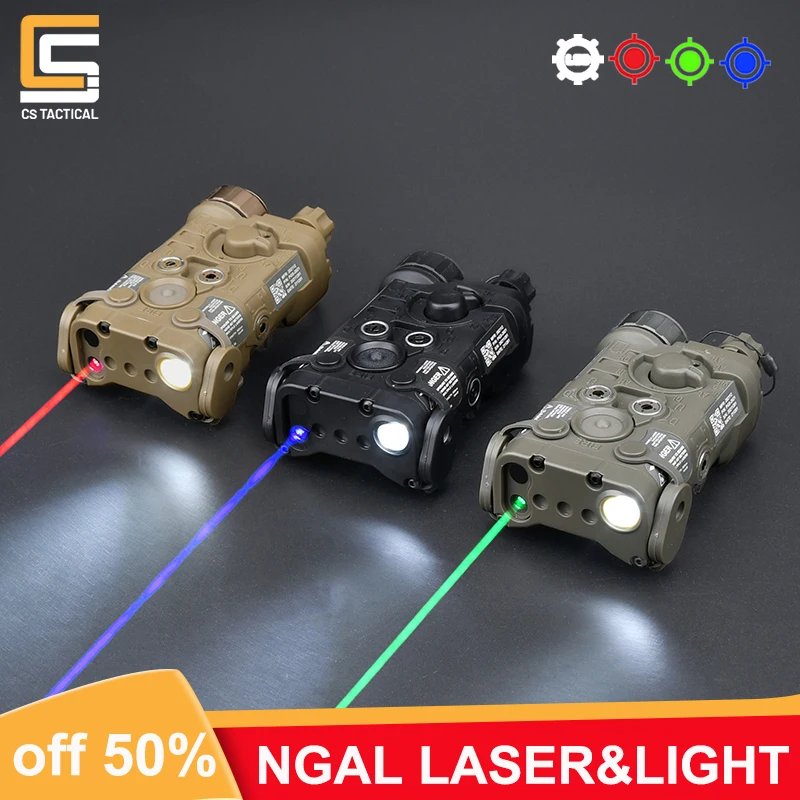 WADSN NGAL 레이저 PEQ 전술 레드 그린 블루 도트 레이저 손전등 LED 스트로브 화이트 라이트 NGAL PEQ ...