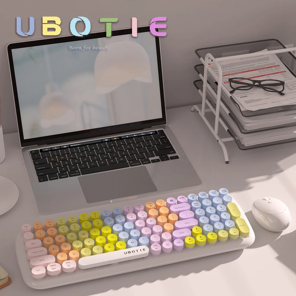 UBOTIE-Colorful-Wireless-Keyboard-and-Mouse-Combo-Cute-Aesthetic ...