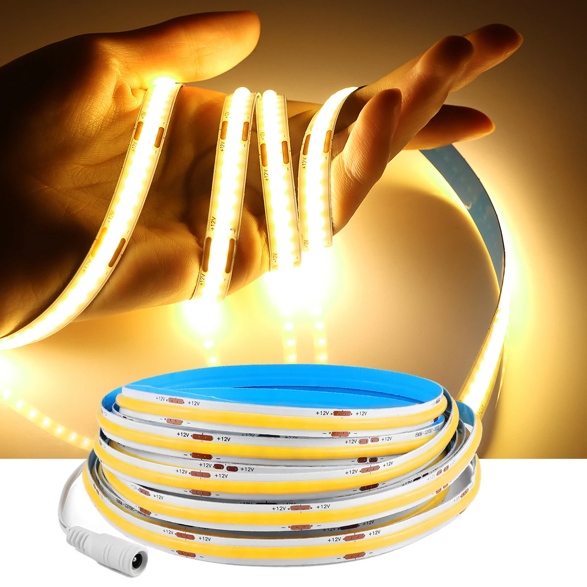 1M-2M-3M-5M-DC-Interface-COB-LED-Strip-Light-Width-8mm-DC12V-High ...