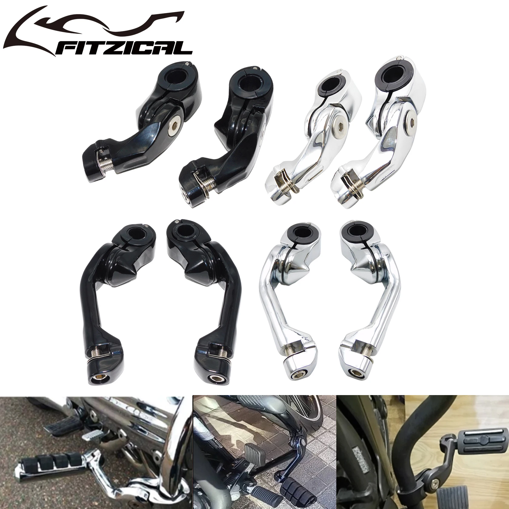 Motorcycle 32mm 1.25" Footpeg Clamp Short/Long Highway Engine Guards ...