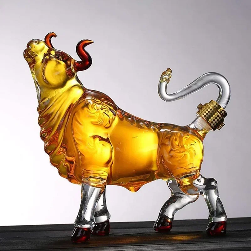 Decantador de vaca de cristal de Whisky de año OX, botella de vino de ...