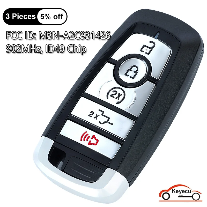 KEYECU 5 Buttons 902MHz ID49 Chip for Ford F 150 F 250 SUPER DUTY F 350 ...