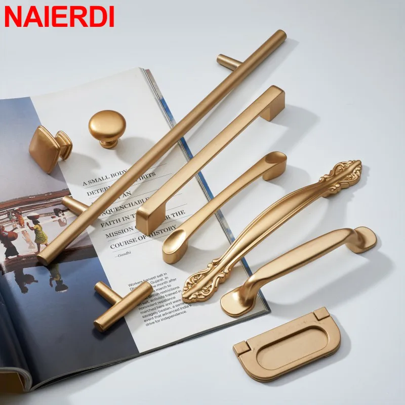 NAIERDI-Solid-Aluminum-Alloy-Furniture-Handle-Matte-Gold-Cabinet ...
