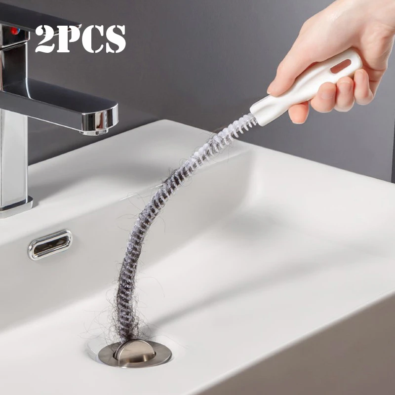 1/2pcs Long Clean Brush Sink Pipe Dredging Brush Clog Hole Remover ...