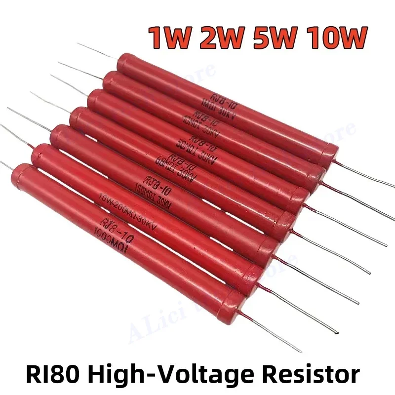 1PCS RI80 High-Voltage Resistor Non-Inductive 1W 2W 5W 10W 1K~500K 1M ...