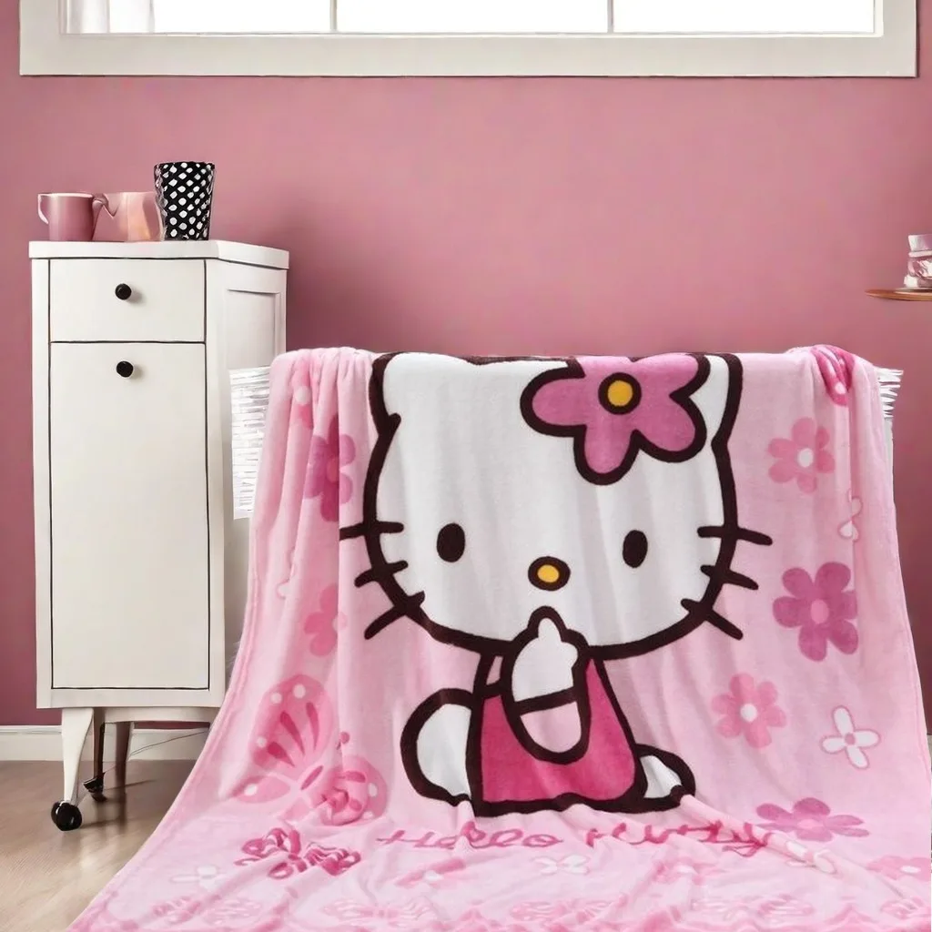Hello-Kitty-Soft-Fluffy-Blanket-Sanrio-Cartoon-Cute-Plush-Kawaii ...
