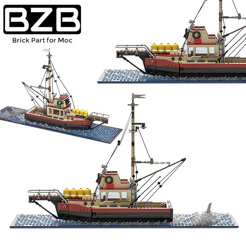 BZB-MOC-The-Orca-Jaws-Ship-Series-Building-Blocks-Fishing-Boat-Model ...