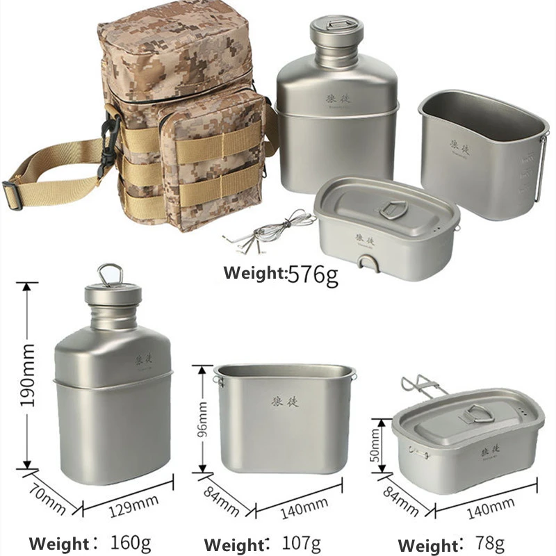 Outdoor Camping Hiking Picnic Four-piece Set Of Wild Survival Kettle ...
