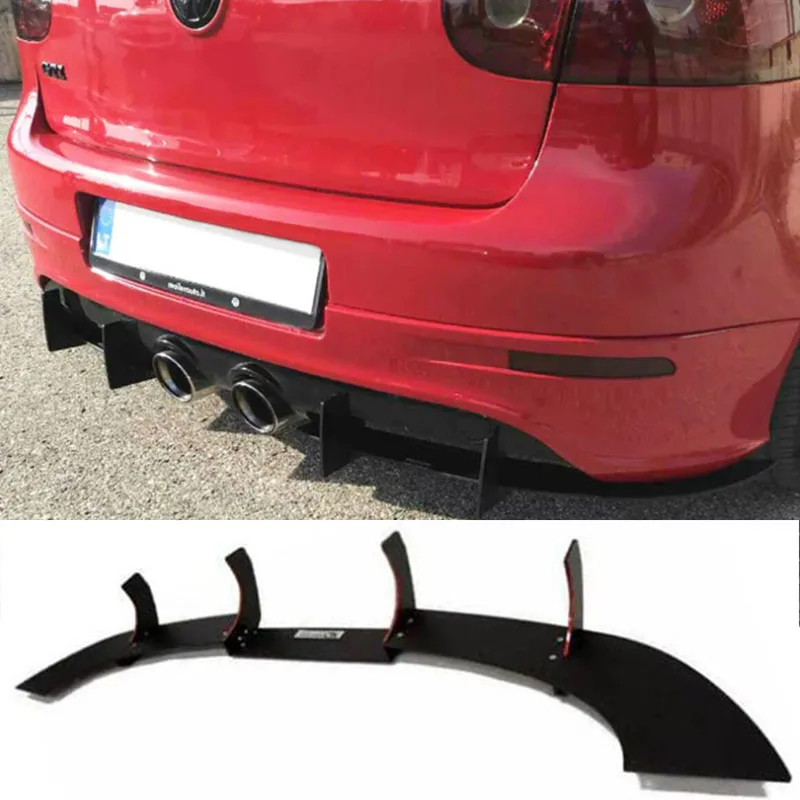 R32 Matte Black Car Rear Bumper Diffuser Side Splitter Spoiler For Vw ...