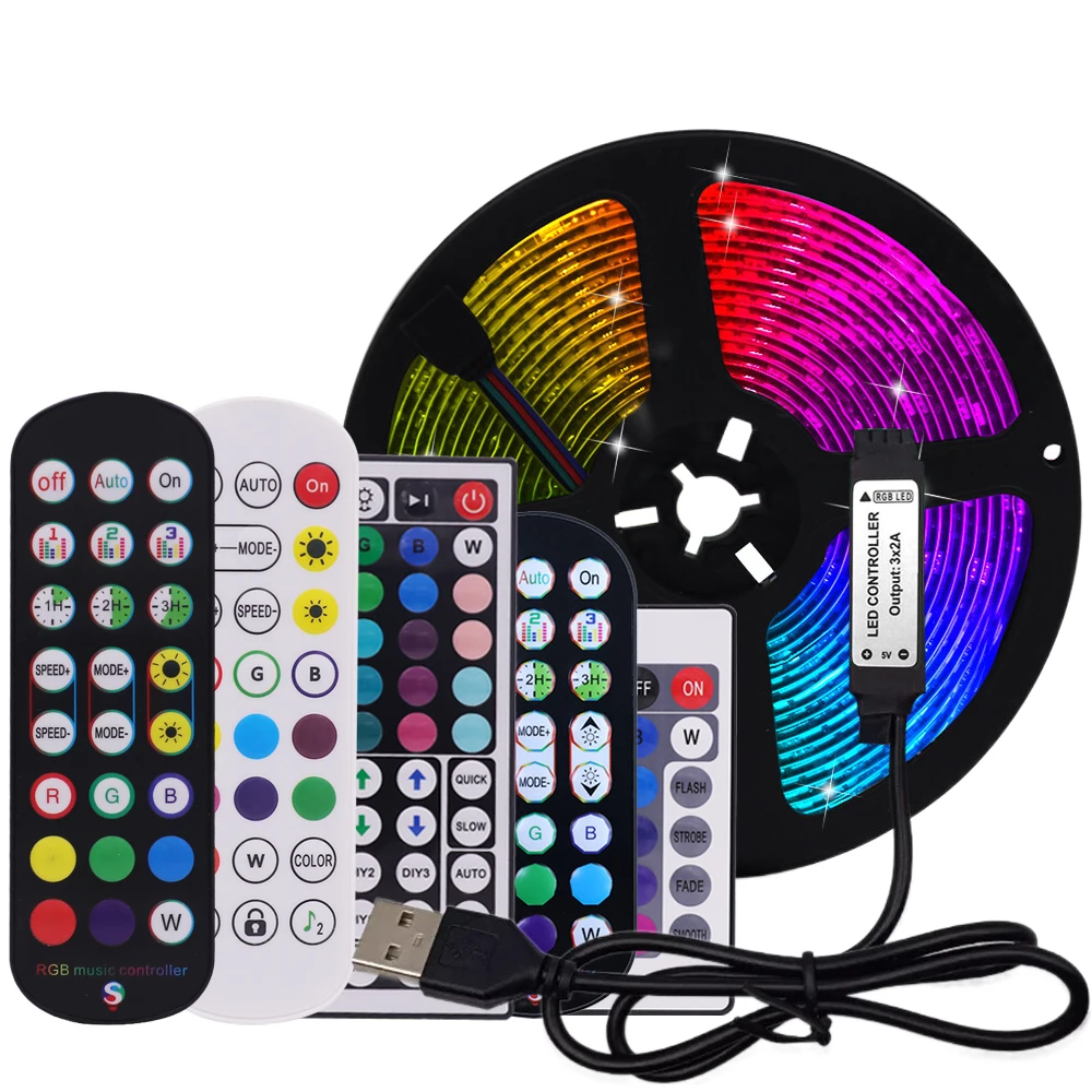 5V-USB-RGB-LED-Strip-Light-Bluetooth-compatible-APP-IR-Remote-Control ...