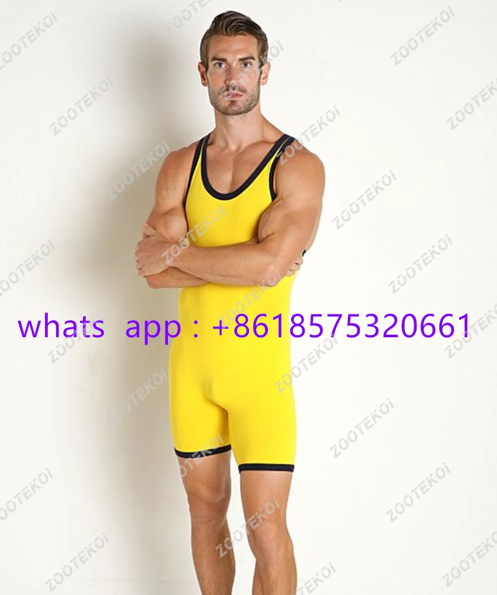 Men-Sleeveless-Wrestling-Vest-Tights-Race-Running-Suit-Gym-Training ...