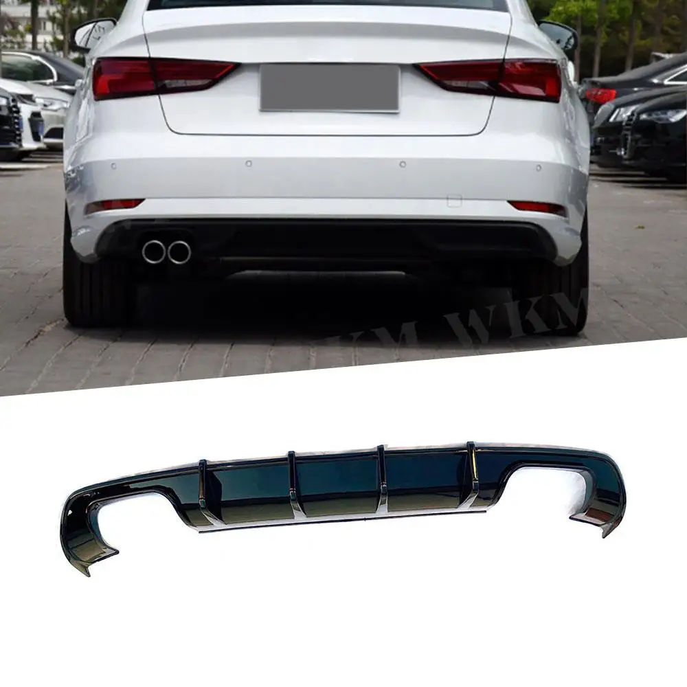 Carbon-Fiber-ABS-Rear-Diffuser-Bumper-Lip-Splitter-Spoiler-for-Audi-A3 ...