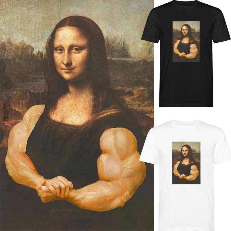 Mona Lisa Bodybuilding T Shirt Muscles Gym Parody Funny Hilarious ...
