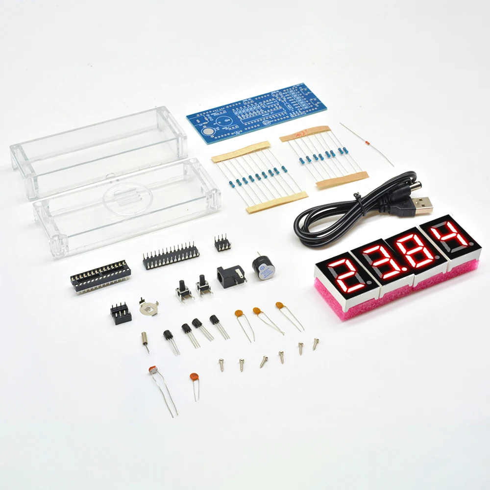 Electronic Clock Diy Kit Led Microcontroller Kit Digital Clock Time Light Control Temperature