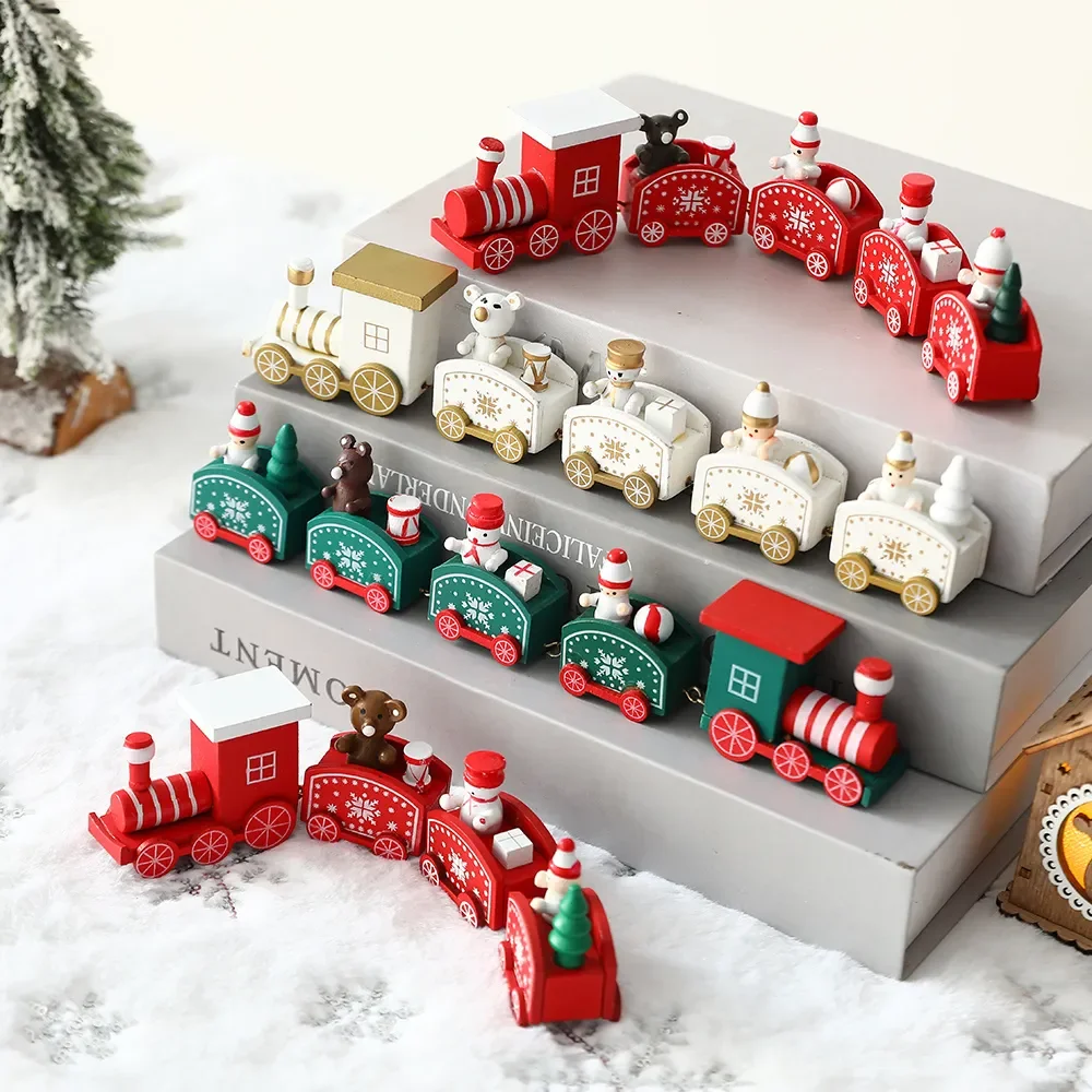 Kids-Christmas-Wooden-Train-Toy-Mini-Train-Decor-Set-for-Christmas ...