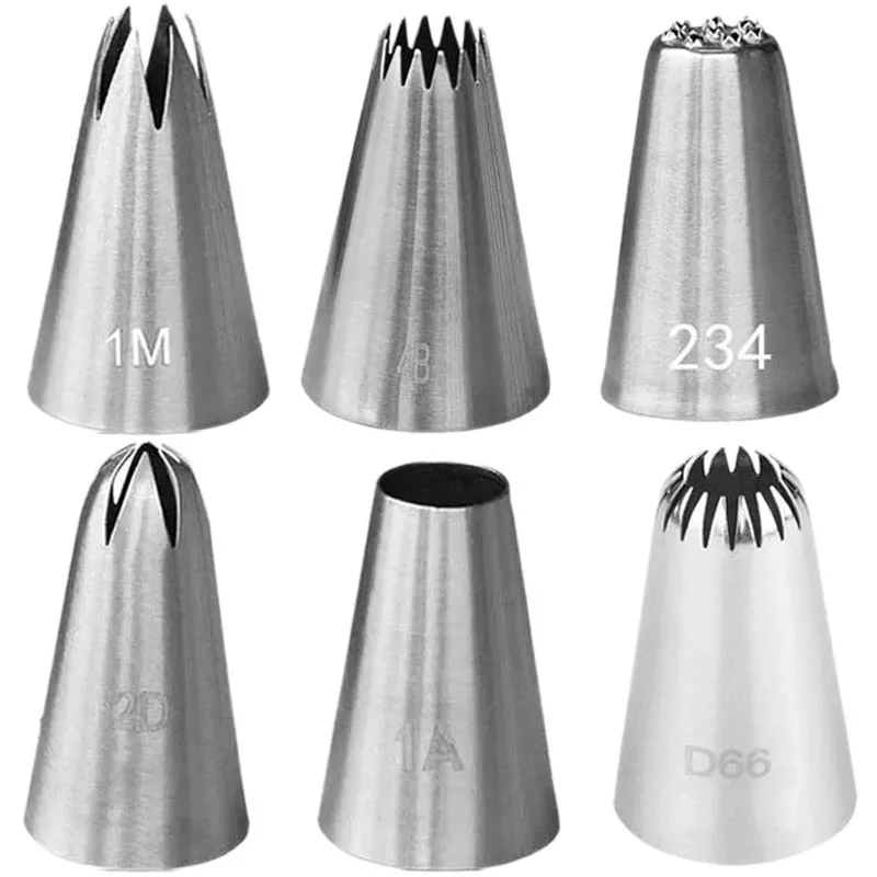 6Pcs-Set-Stainless-Steel-Rose-Pastry-Nozzles-Icing-Piping-Tips-For-Cake ...