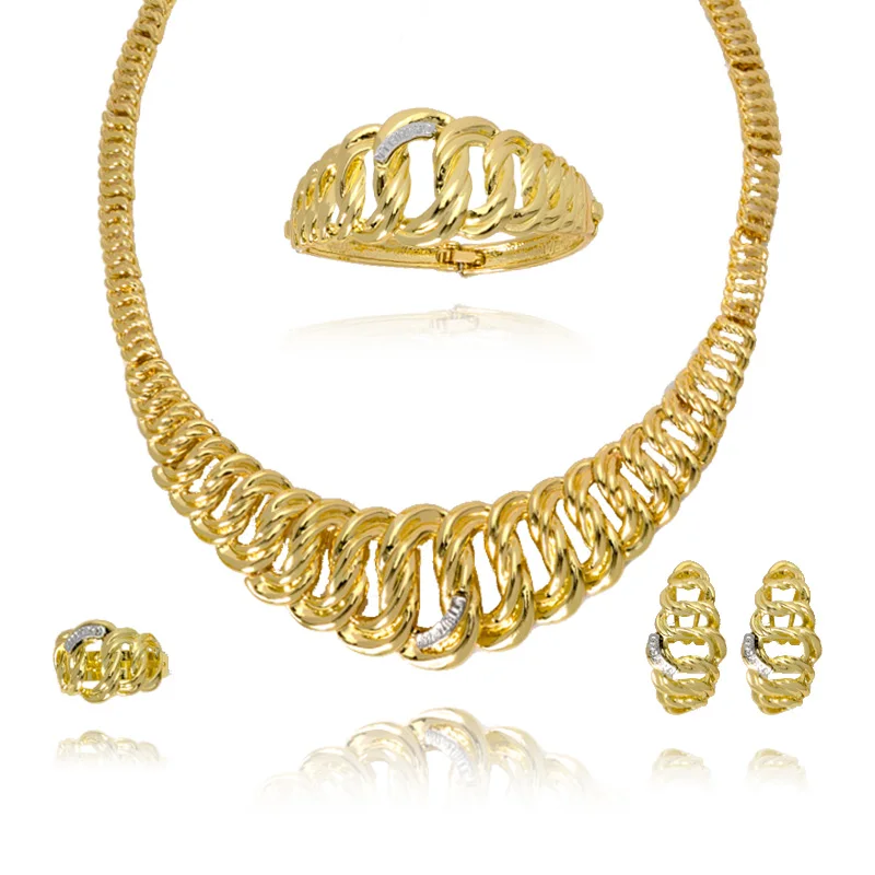 Dubai-Luxury-Jewelry-Set-for-Women-18k-Gold-Plated-Clip-Earrings ...