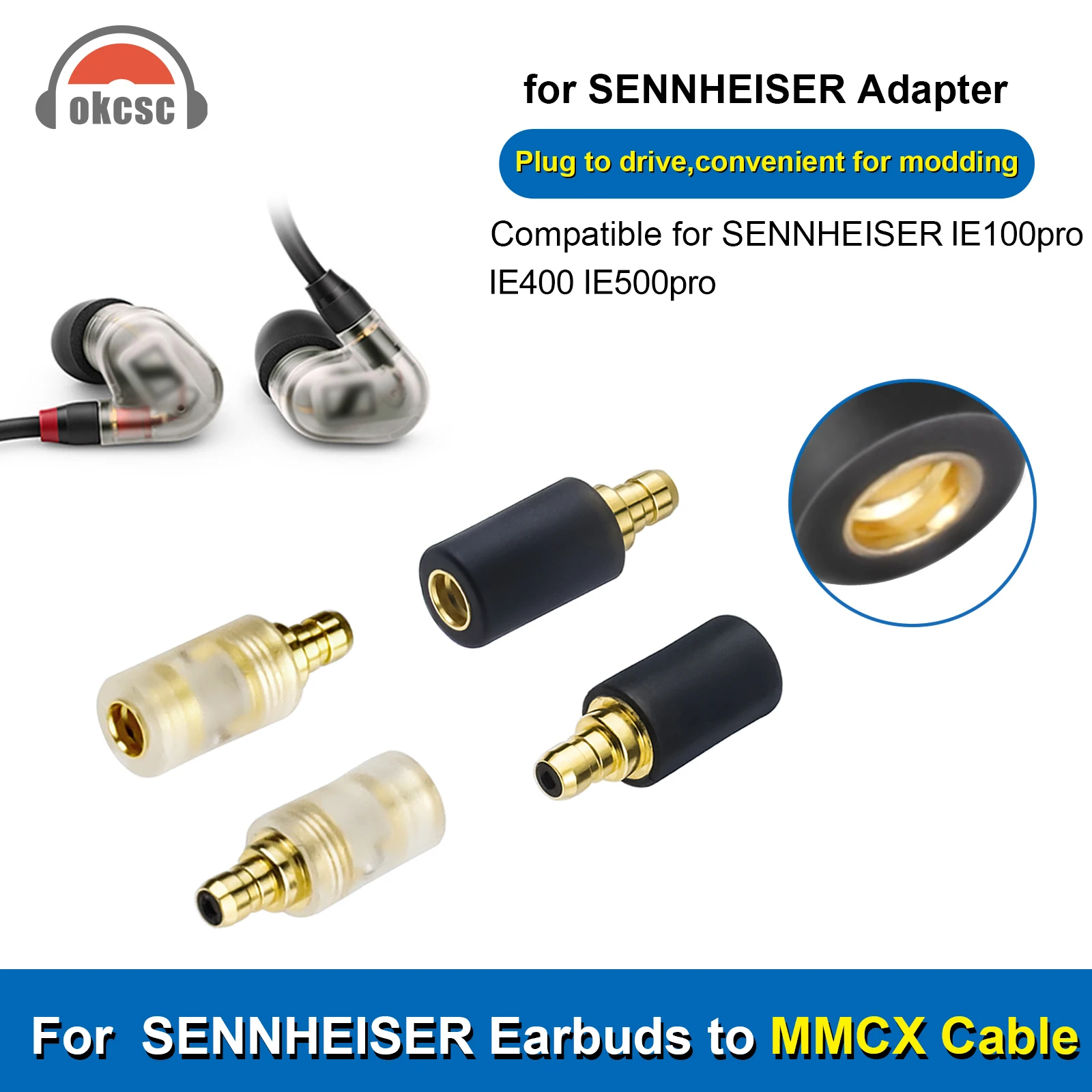 OKCSC-Headphone-Converter-Connector-MMCX-Cable-Connected-to-Sennheiser ...