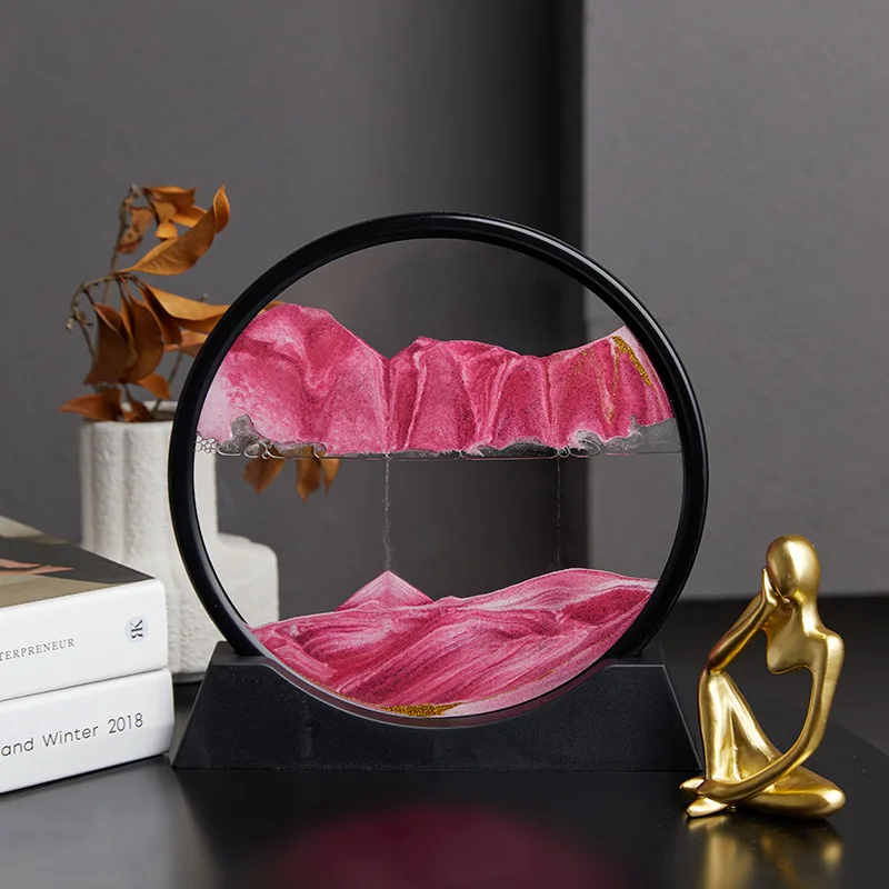 3D Moving Sand Art Picture Animated Scene Decoration Round Glass Deep ...