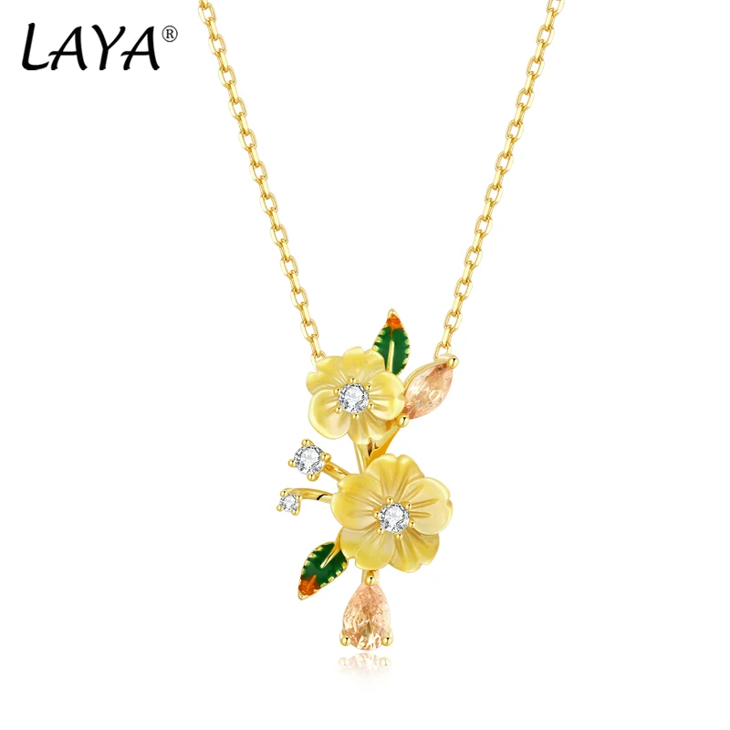 LAYA-Necklace-For-Women-Yellow-Shell-Flower-Shining-Colorful-Zircon ...
