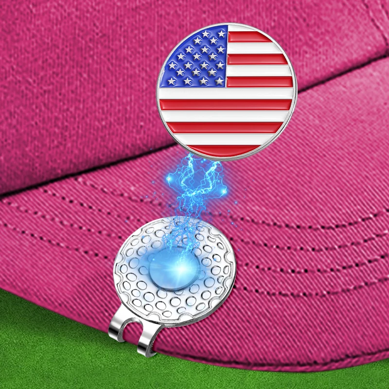 Golf-Ball-Marker-Hat-Clip-Magnetic-Hat-Clips-American-Flag-Print ...
