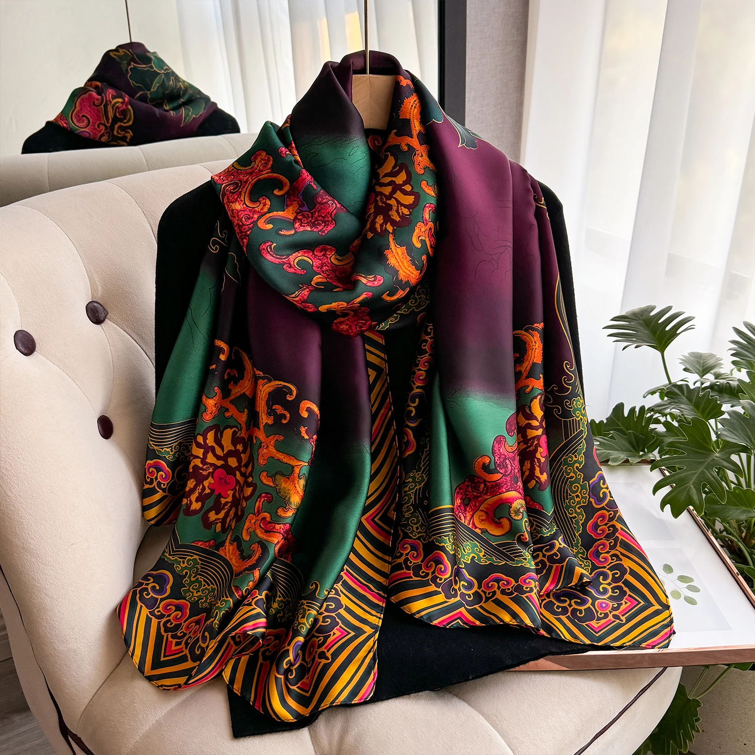 Latest Spring High Quality Soft Silk Scarf Women Ladies Elegant Print ...