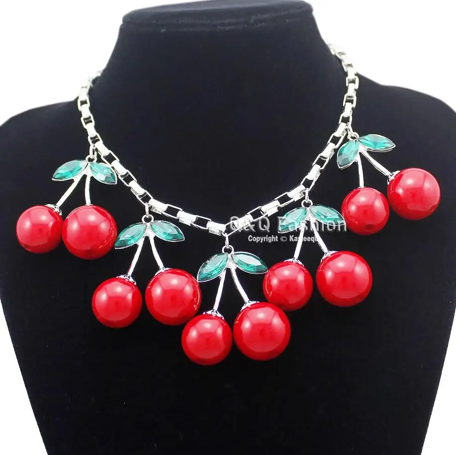 Statement-10-Big-Red-Cherry-Pendant-Chain-Crystal-Choker-Sweet-Collar ...