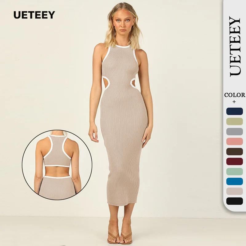 Fashion-women-s-color-contrast-thread-sexy-open-waist-racerback ...