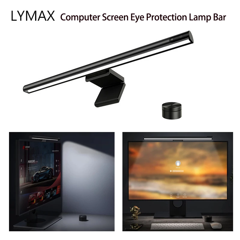 LYMAX LED Desk Lamp Screen Display Hanging Light Eye-caring Wireless ...