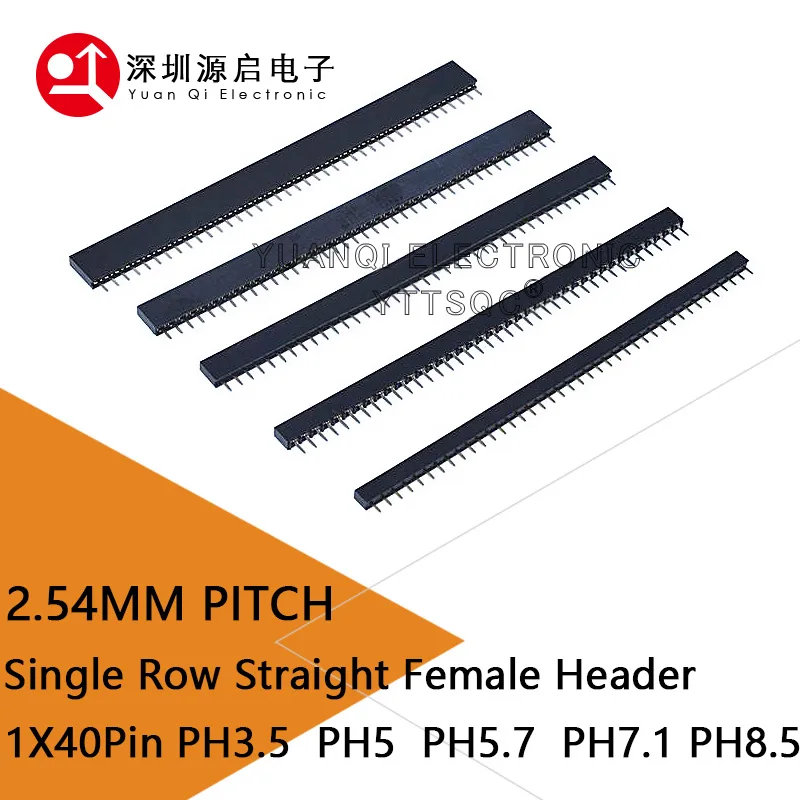 10PCS-2-54mm-1X40P-Female-Header-Single-Row-Straight-0-1-Pitch-40-Pin-3 ...