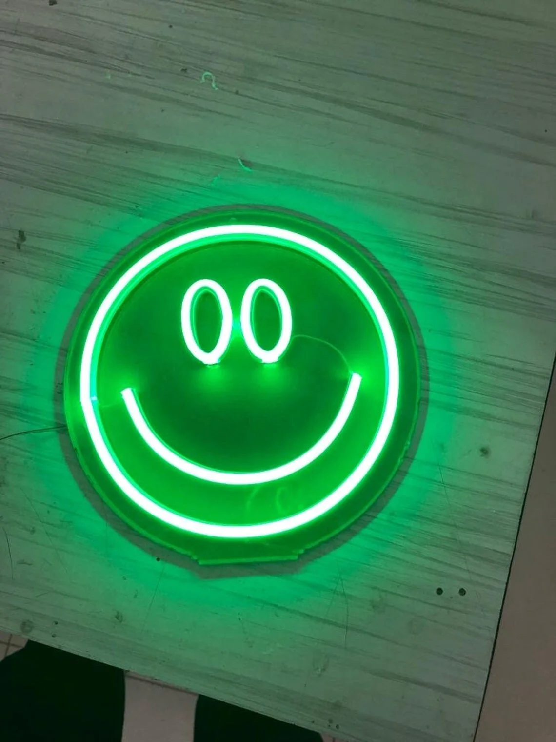 Neon Green Smiley Face