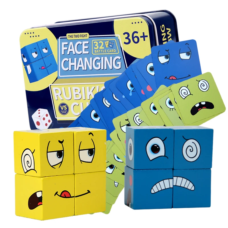 Face-Change-Expression-Puzzle-for-Kids-Building-Blocks-Montessori-Cube ...