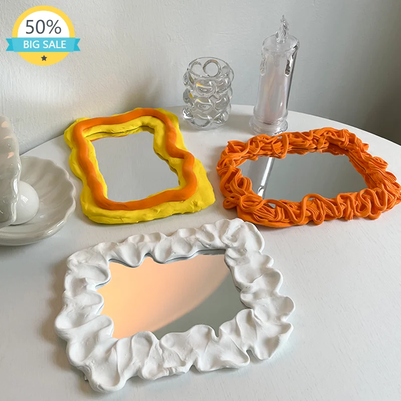 Clay-Decorative-Frame-Wall-Mirror-Art-Aesthetic-Desk-Decoration-DIY ...