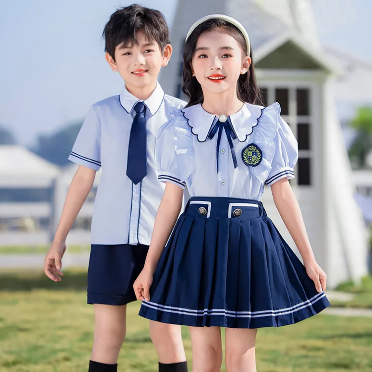 Summer-School-Uniform-Children-s-Two-piece-Fashionable-Girls-Suit-For ...