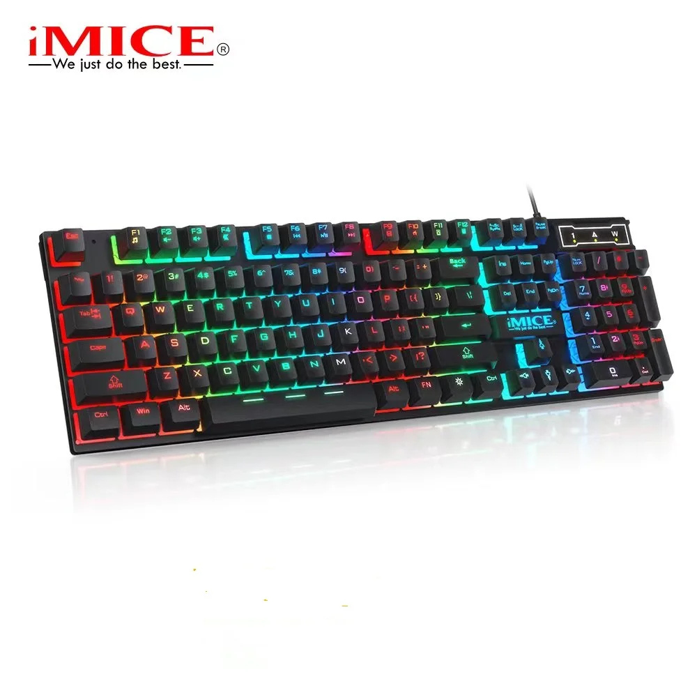 Teclado ergonómico para gaming con retroiluminación USB, teclas de goma ...