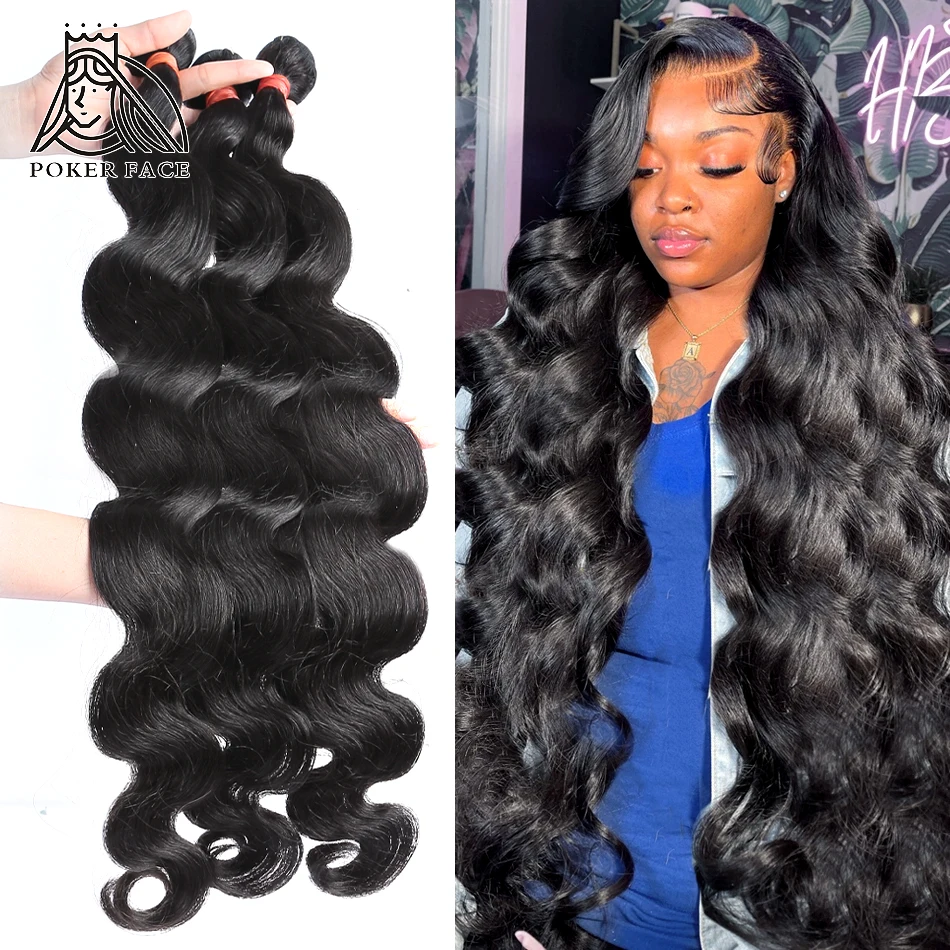 Poker-Face-30-32-40-Inch-Body-Wave-Human-Hair-Bundles-100-Remy ...