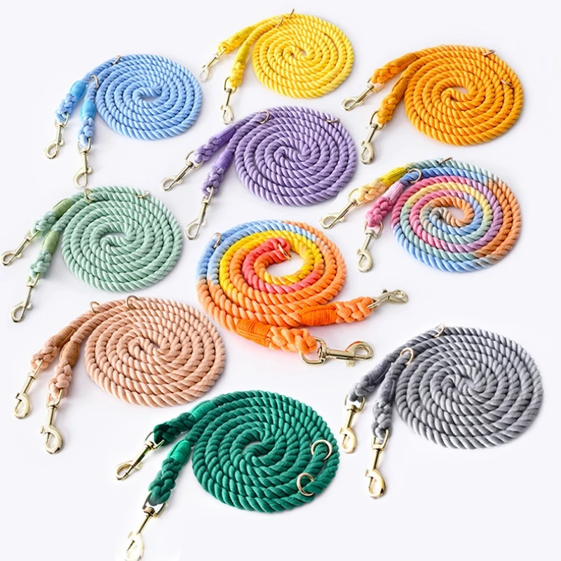 Handmade-Braided-Cotton-Dog-Leash-Double-Headed-Traction-Rope-For ...