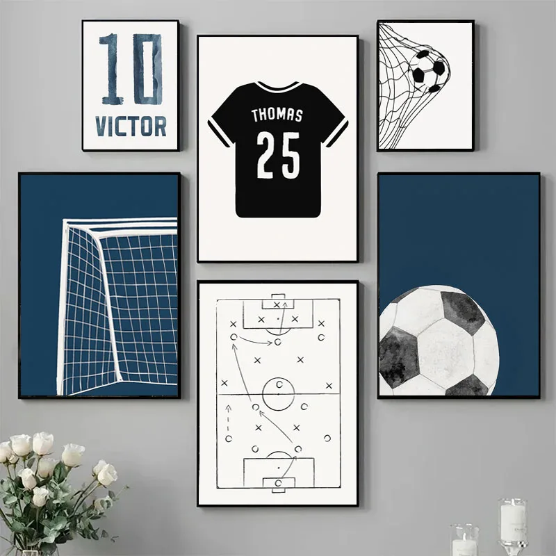 Cartoon Football Jersey Football Field Wall Art Picture Canvas Print ...