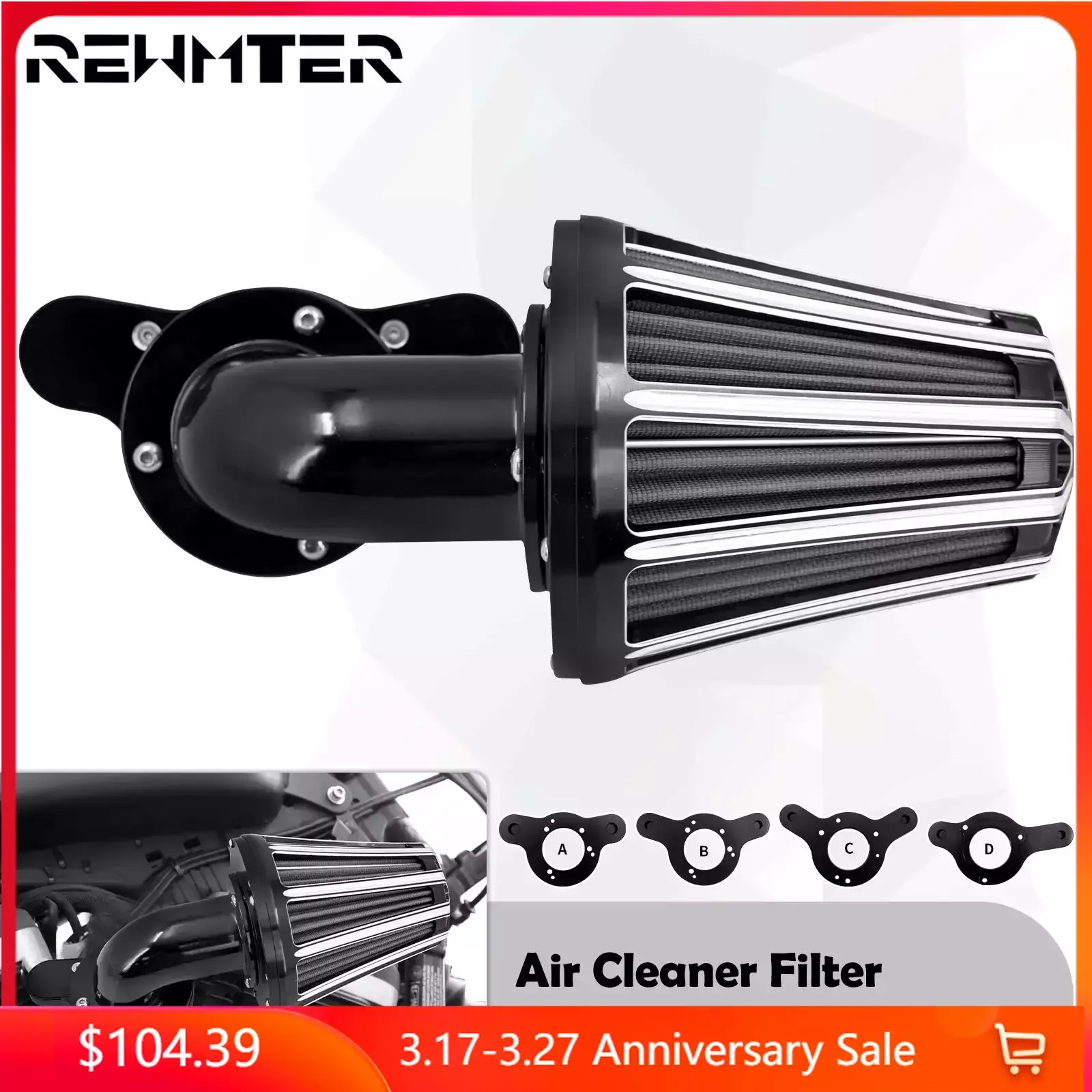 Motorcycle-Black-Air-Filter-Intake-Cleaner-For-Harley-Touring-Dyna ...