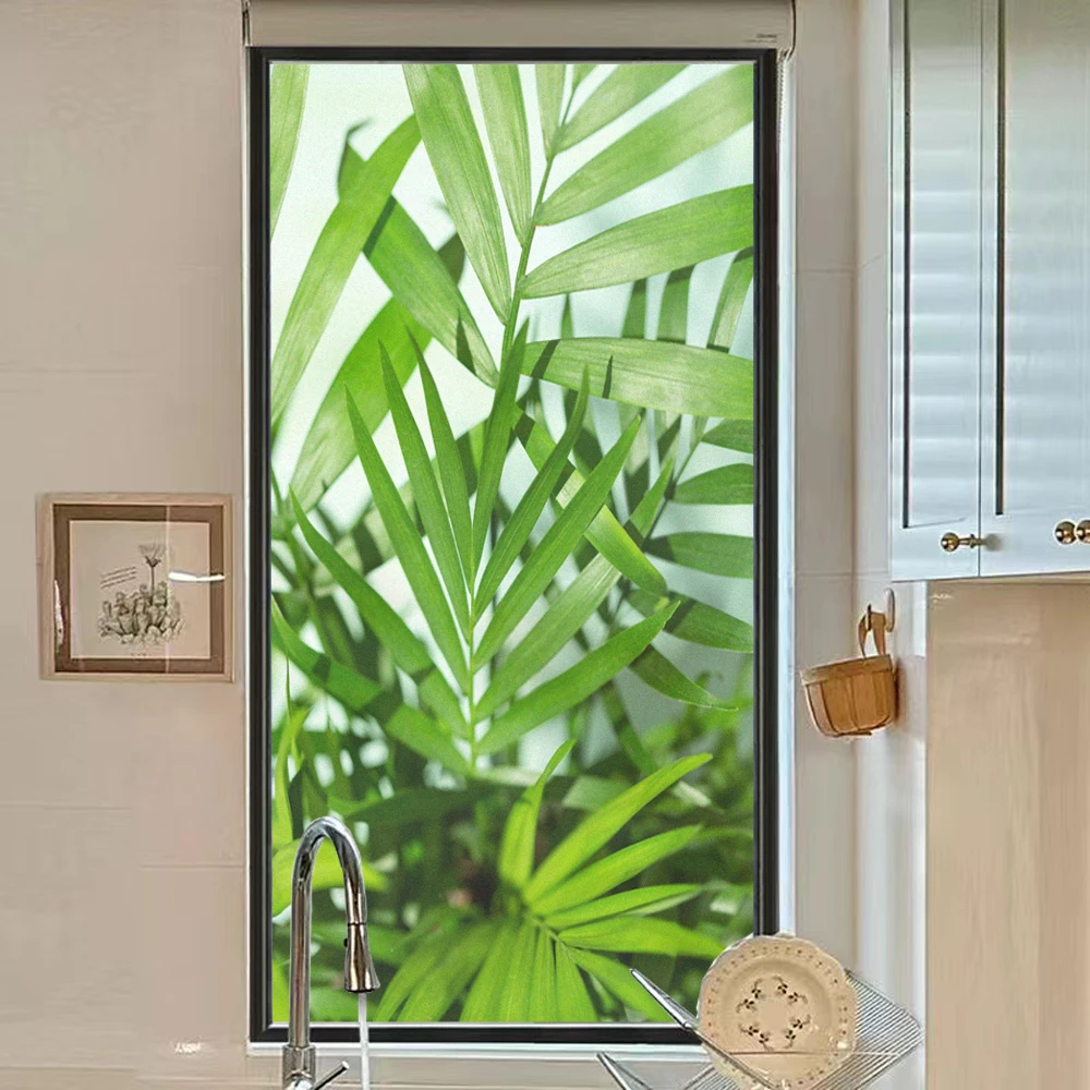 Privacy-Glass-Window-Film-Bamboo-Leaf-Pattern-Frosted-Glass-Door ...