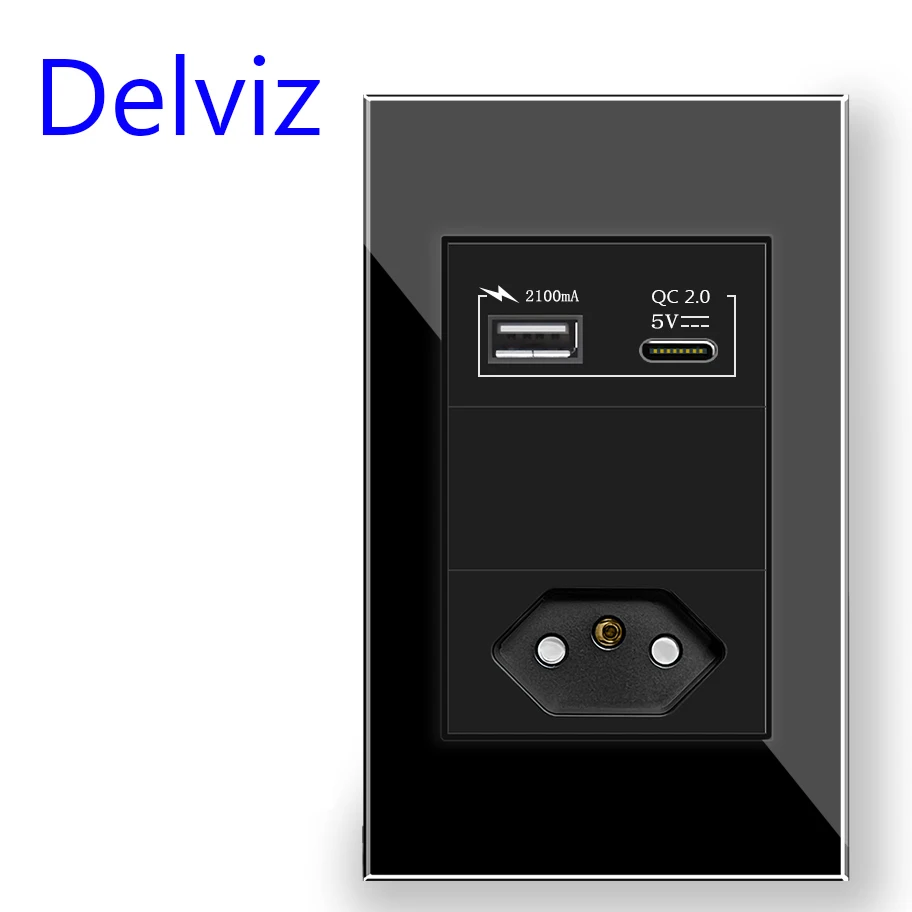 Delviz-USBC-Charging-Wall-Socket-5V-USB-Ports-Electric-plug-10A-Outlet ...