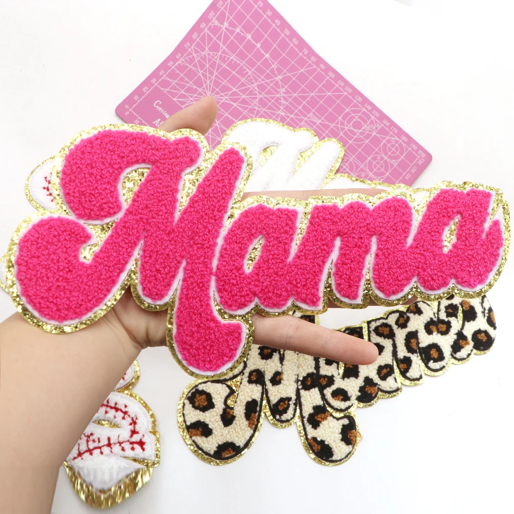1PC-Large-MaMa-Letter-Chenille-Embroidery-Patch-Iron-On-Patches-For ...