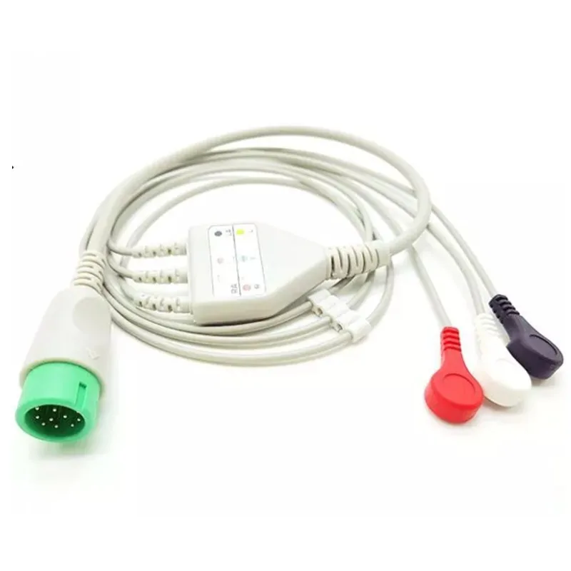 Cabo ecg uma peça 3 fios de ligação 12 pinos snap 4.0 end aha padrão ...