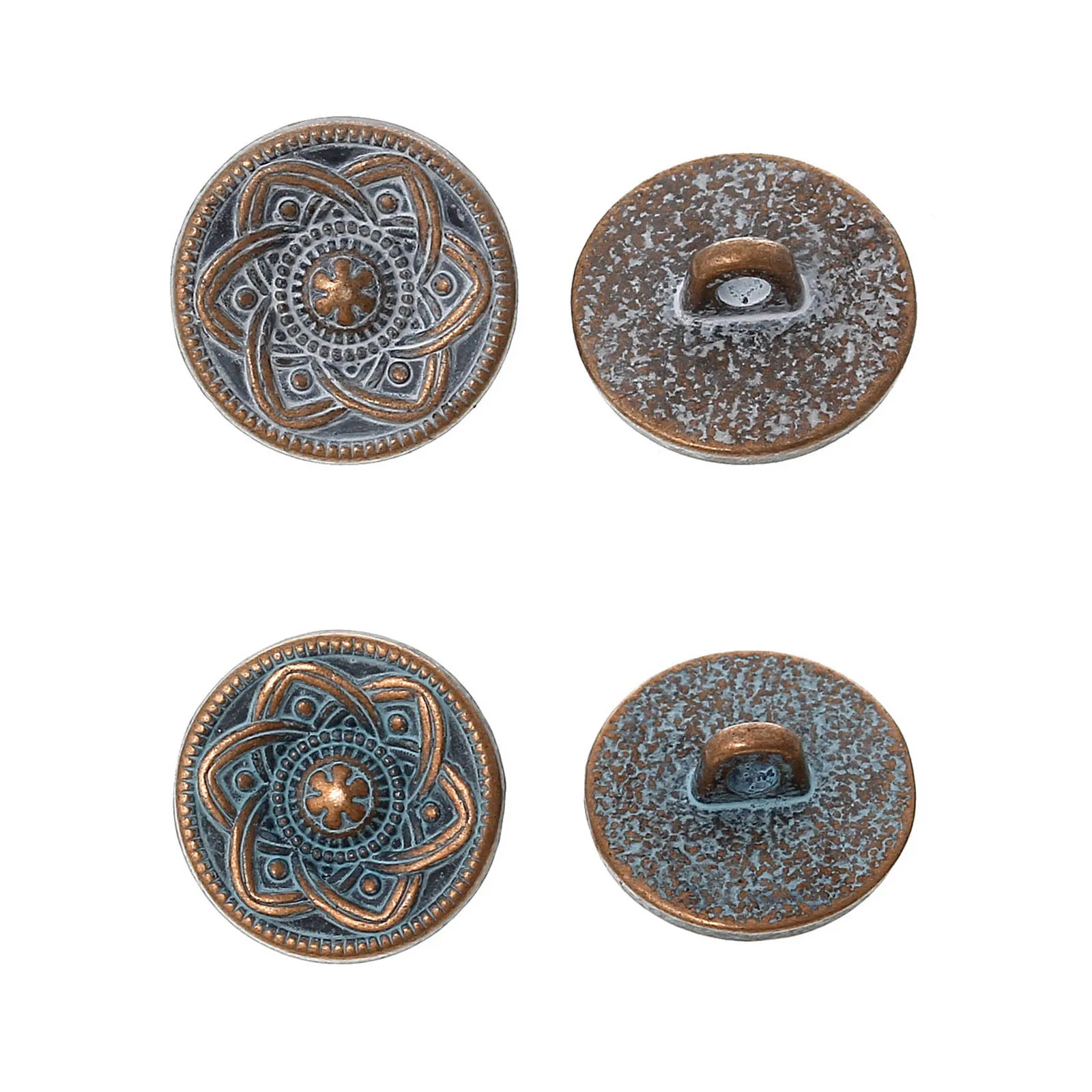 50PCs-Round-Flower-Carved-Alloy-Metal-Sewing-Shank-Buttons-Antique ...