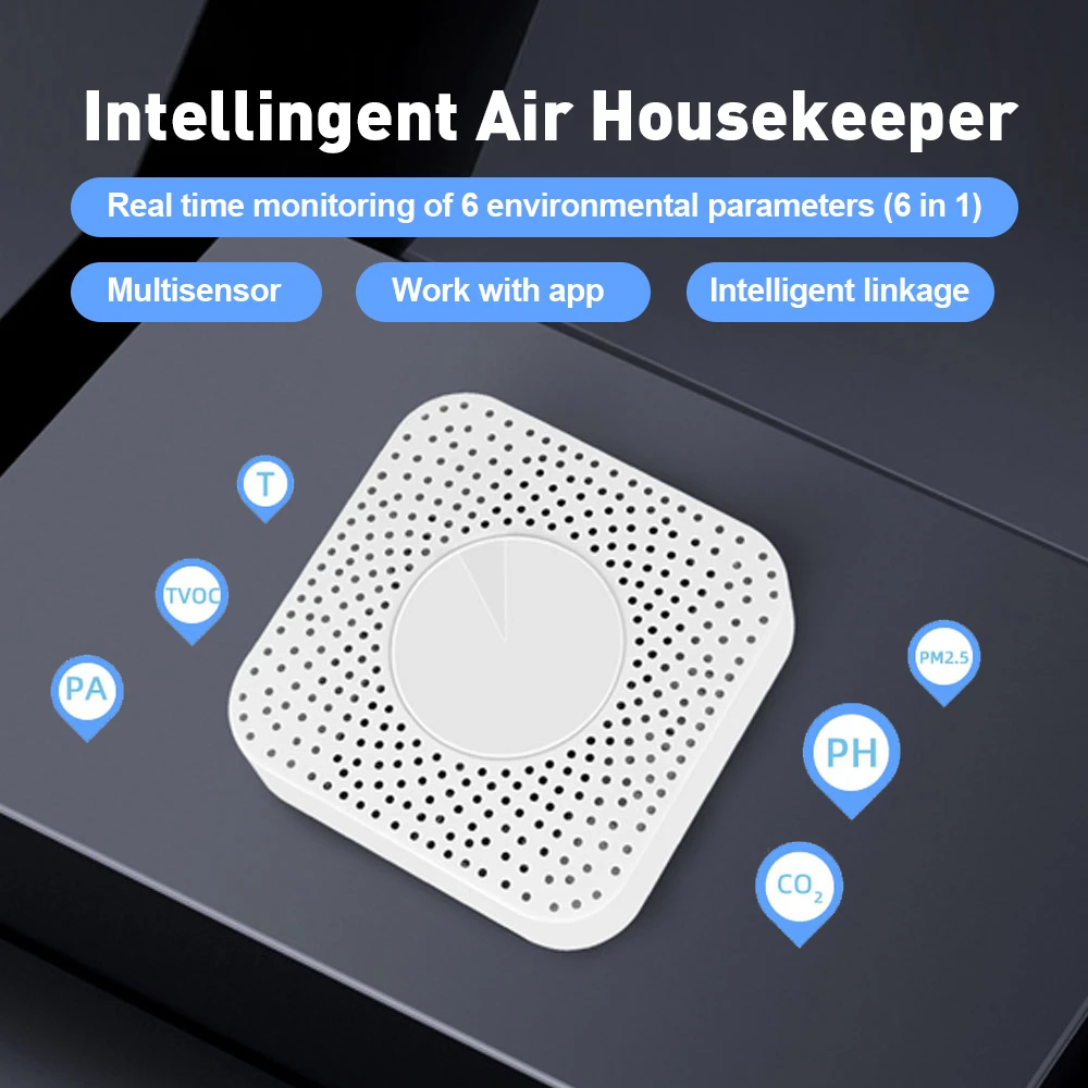 Tuya Wifi Smart Air Housekeeper 6-in-1 Air Quality Monitor Pm2.5 ...
