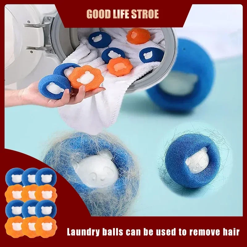 3/6/12PCS Laundry Balls Set Reusable Washing Machine Hair Removal Balls ...