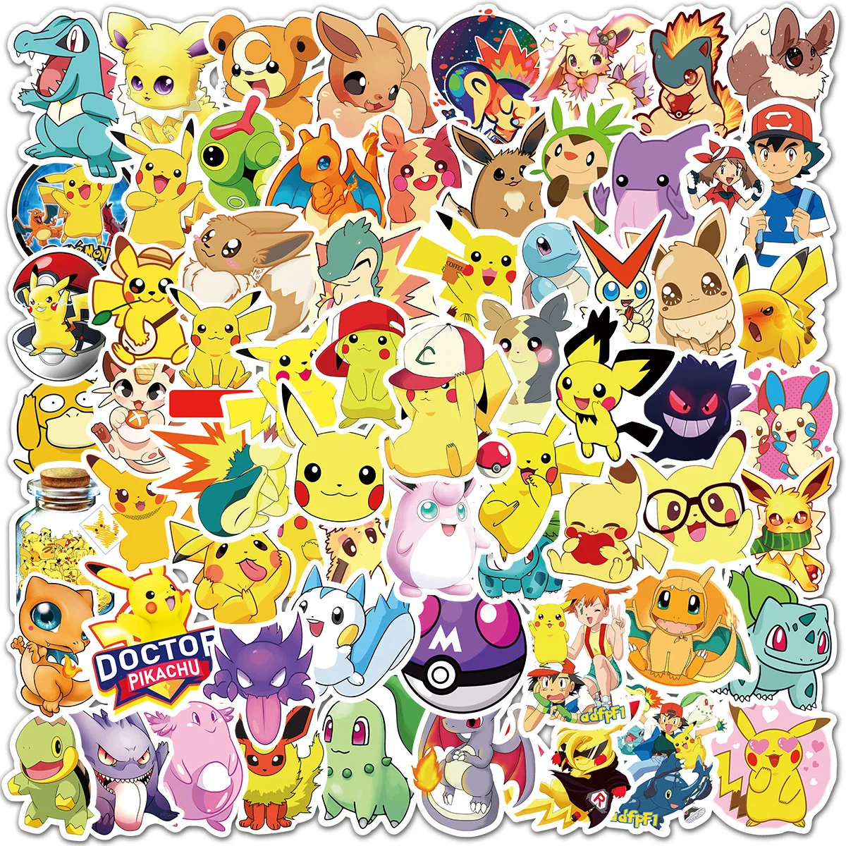 100Pcs-Pokemons-Kawaii-Pikachu-Stickers-for-Luggage-Skateboard-Phone ...