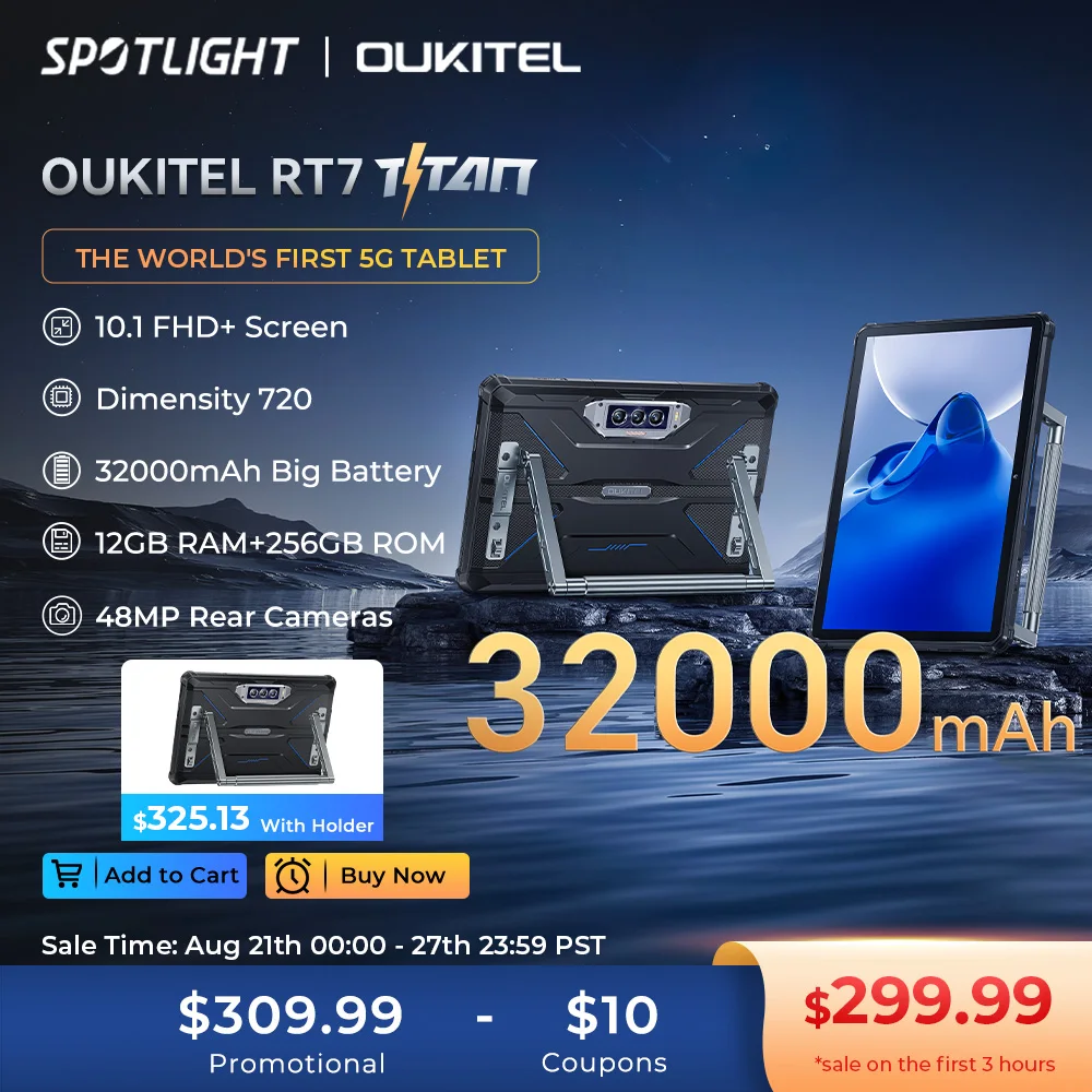 [World Premiere] Oukitel RT7 TITAN 5G Rugged Tablet 10.1" FHD+ 32000mAh ...