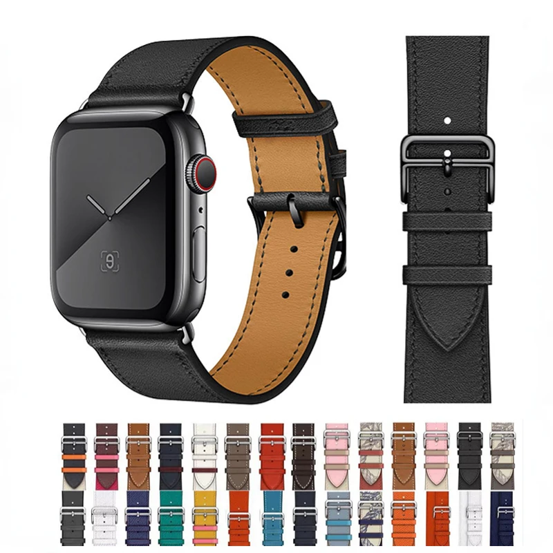 Genuine Leather Watchband Apple Watchs 44 | Leather Apple Watch Band ...